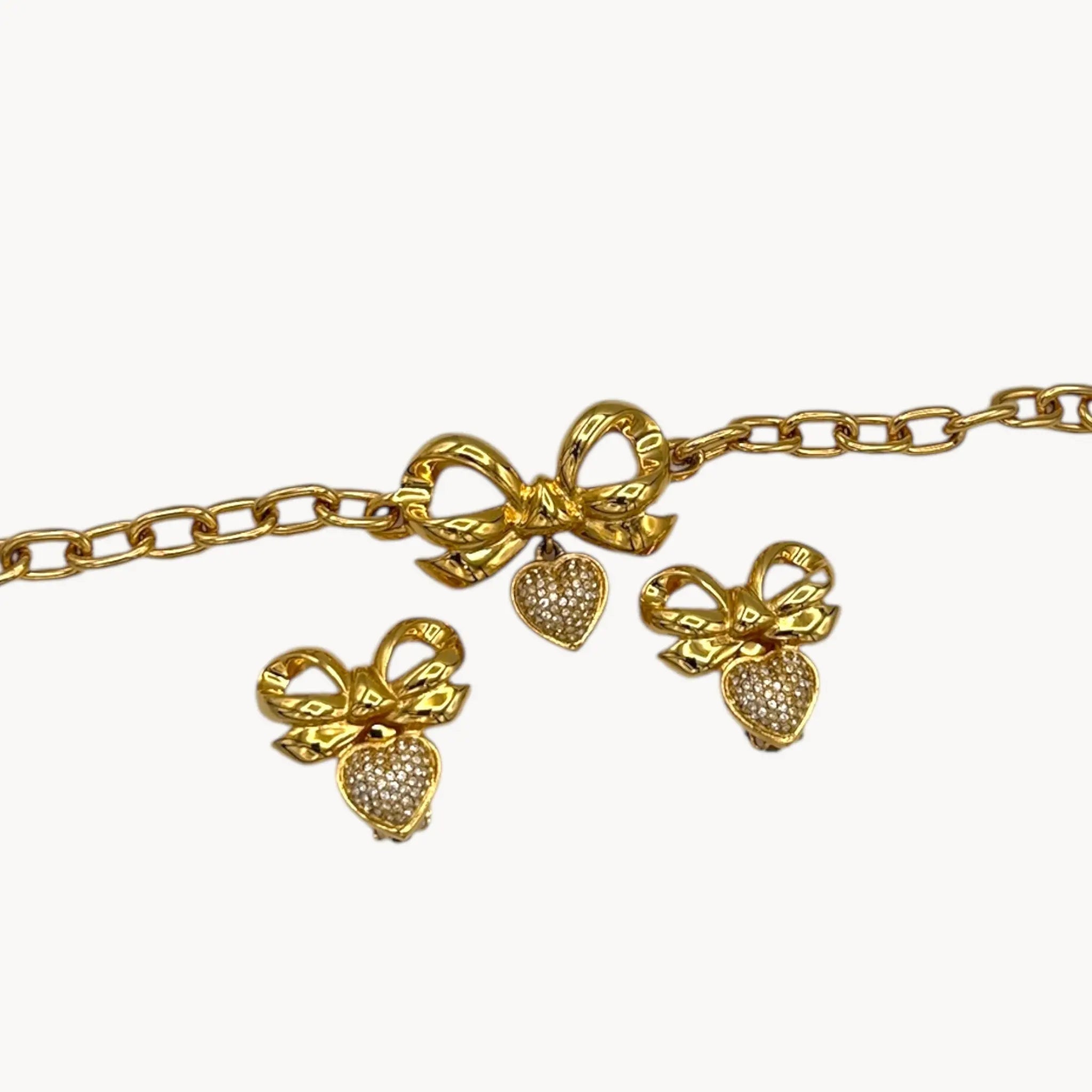 Elizabeth Taylor Bow & Pave Heart Bracelet Set | Vintage Bridal Jewelry ...